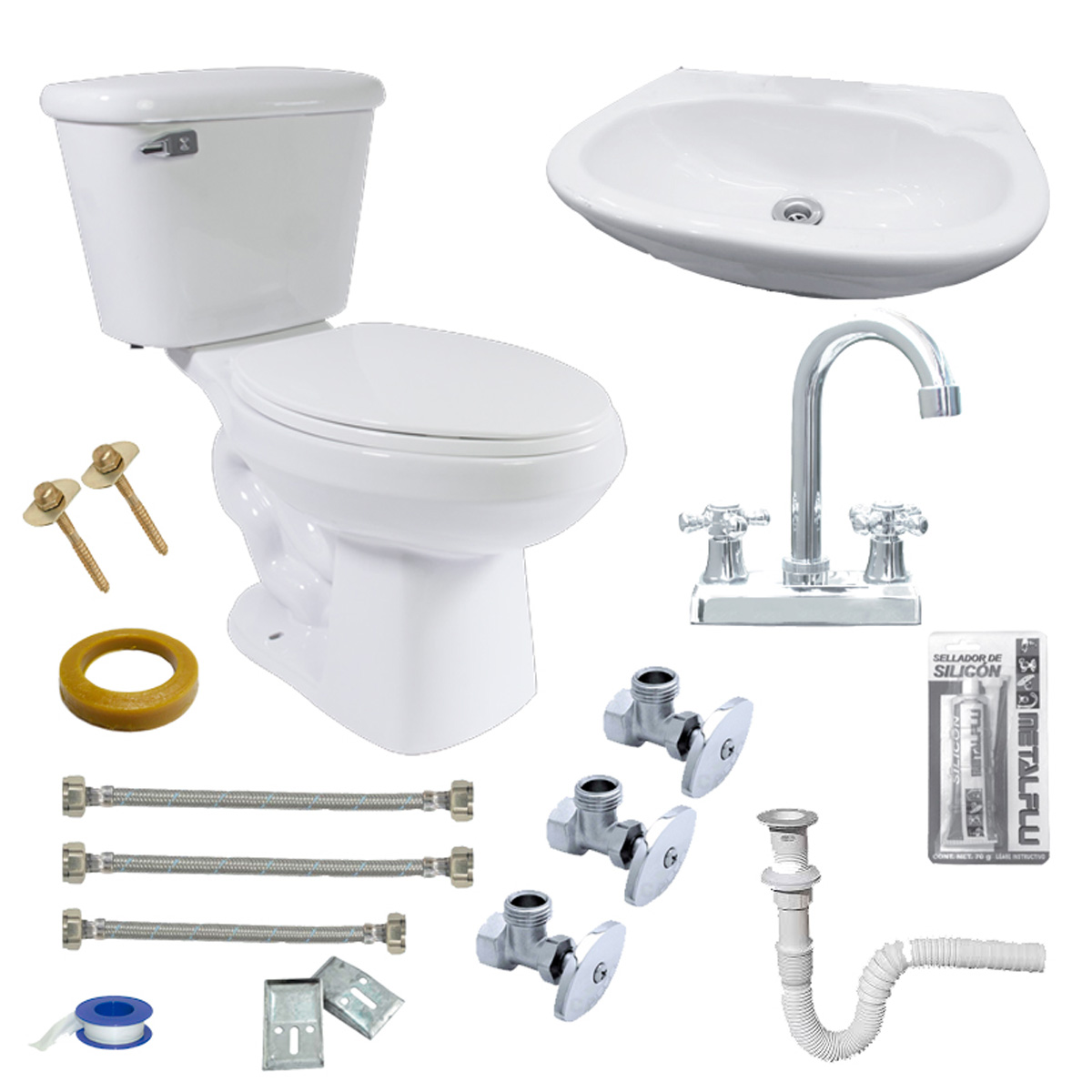 PAQUETE SANITARIO TOTAL PACK EKON PLUS ALARGADO BLANCO | Plomería Selecta